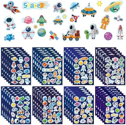 Amazon.com: GEEHUA 48 Sheets Space Stickers for Kids, Rocket Astronaut ...