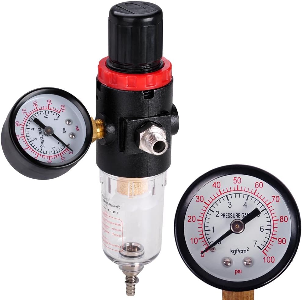 Air Pressure Regulator Gauge, With Water Trap Filter Separator Tool Kit ...