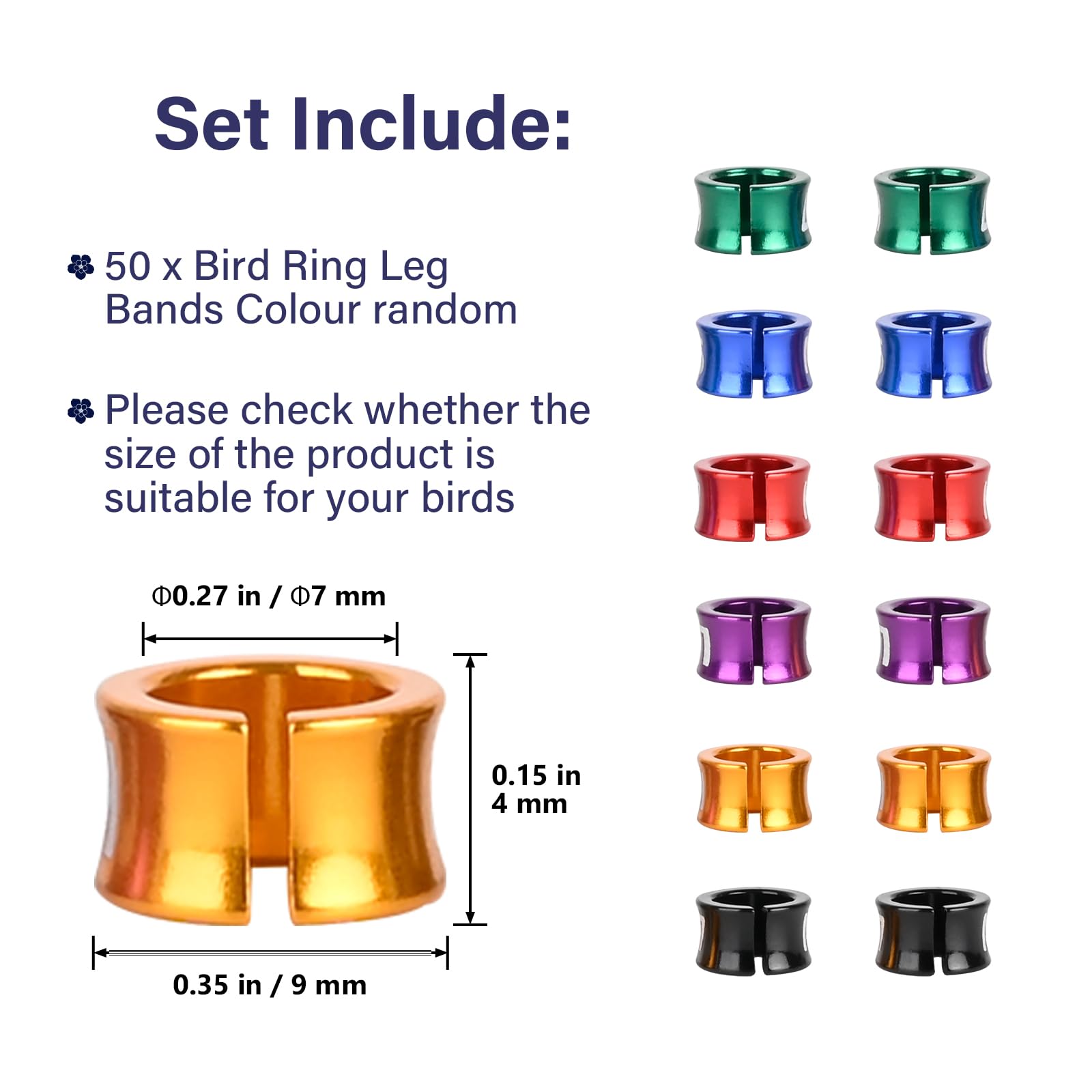 Snapklik.com : STPCTOU Open Bird Leg Rings - Aluminum Identification ...