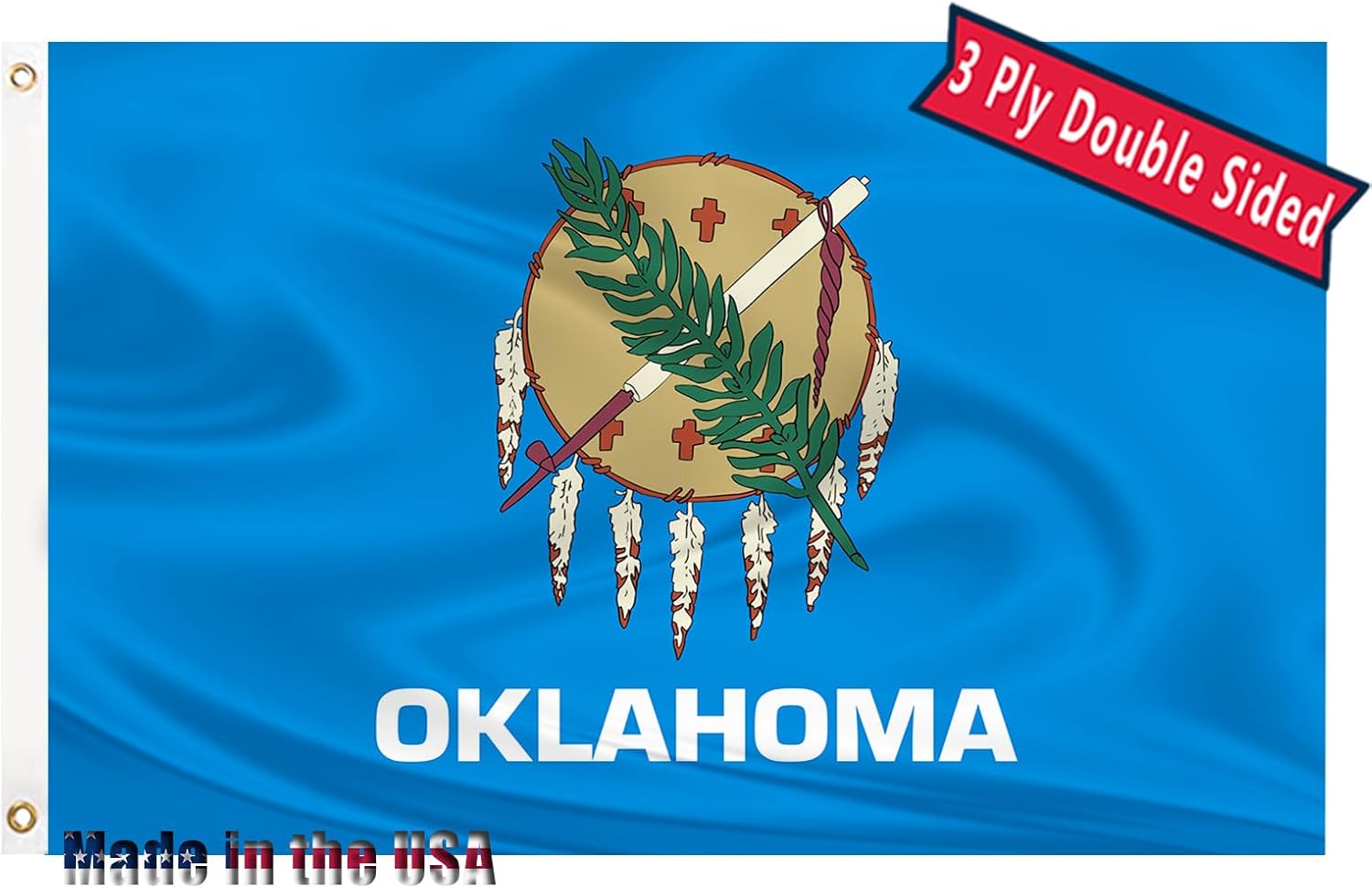 Amazon.com : Oklahoma State Flag 3x5 Outdoor Double Sided 3 Layers Polyester State of Oklahoma ...