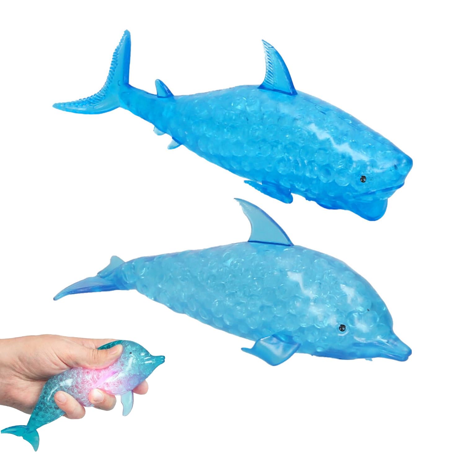 Pack of 2 Light Up Squashy Dolphin and Shark - Fun Soft Fidget Toy ...