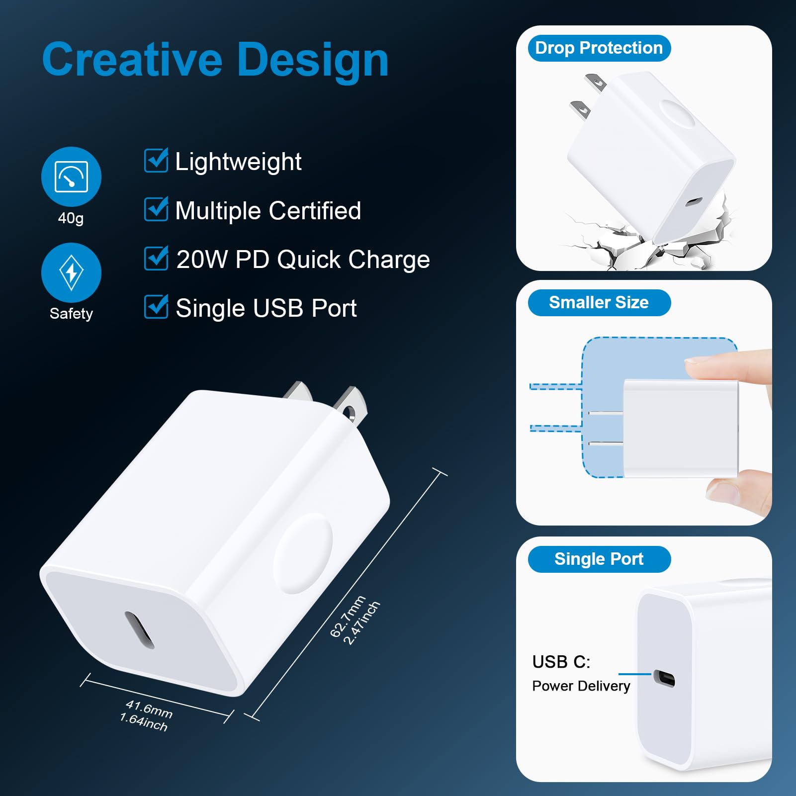Snapklik.com : 20W Super Fast Type C Charging Block USB C Charger Box ...