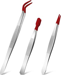Amazon.com: WLLHYF Tweezers with Rubber Tips Set Red Silicone Coated ...