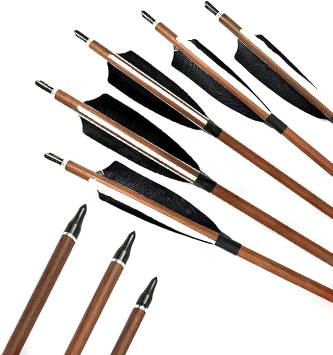 ACCMOS 12pcs 30 inch Archery Pure Carbon Arrows, ID 6.2mm Spine 500 ...