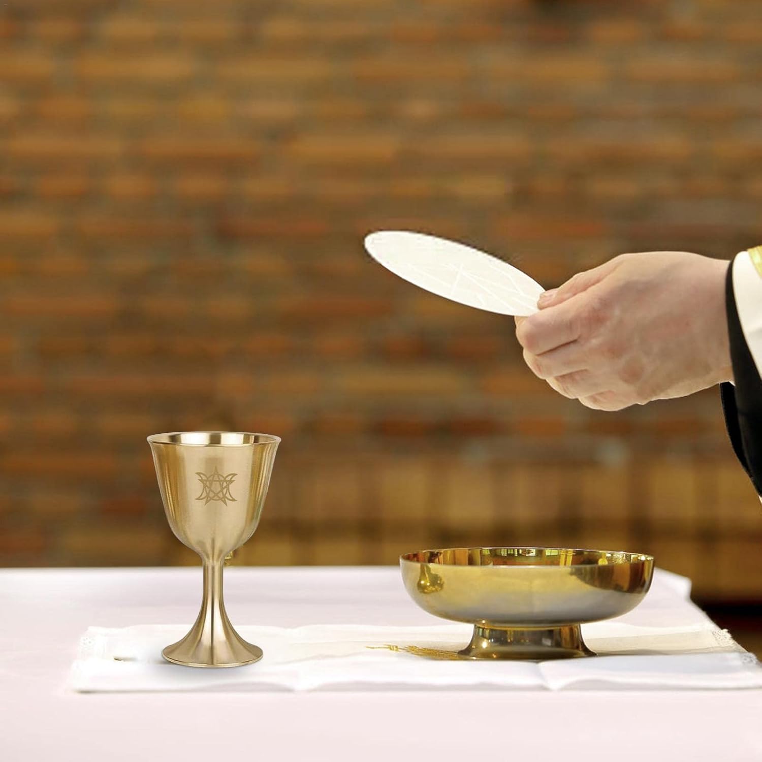 Cáliz de altar, pentagrama vintage y triple luna diosa cáliz de altar ...