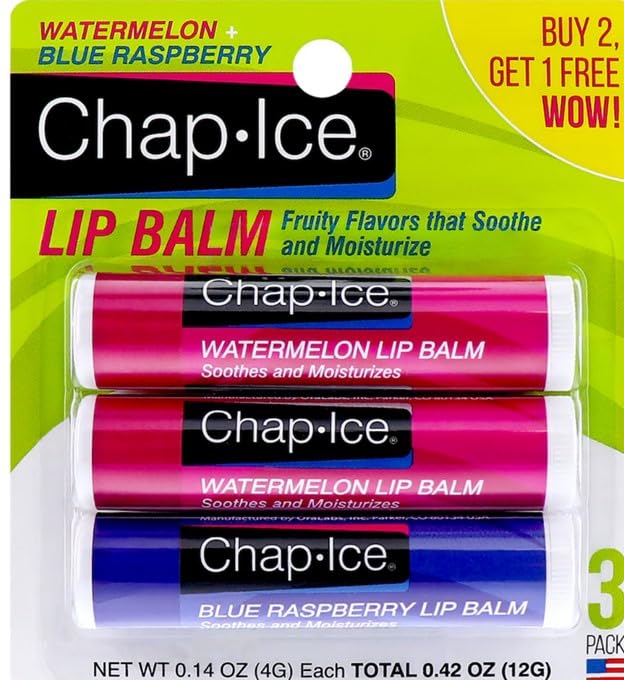 Amazon.com : Chap Icee Lip Balm, Crazy Flavors (Watermelon & Blue ...