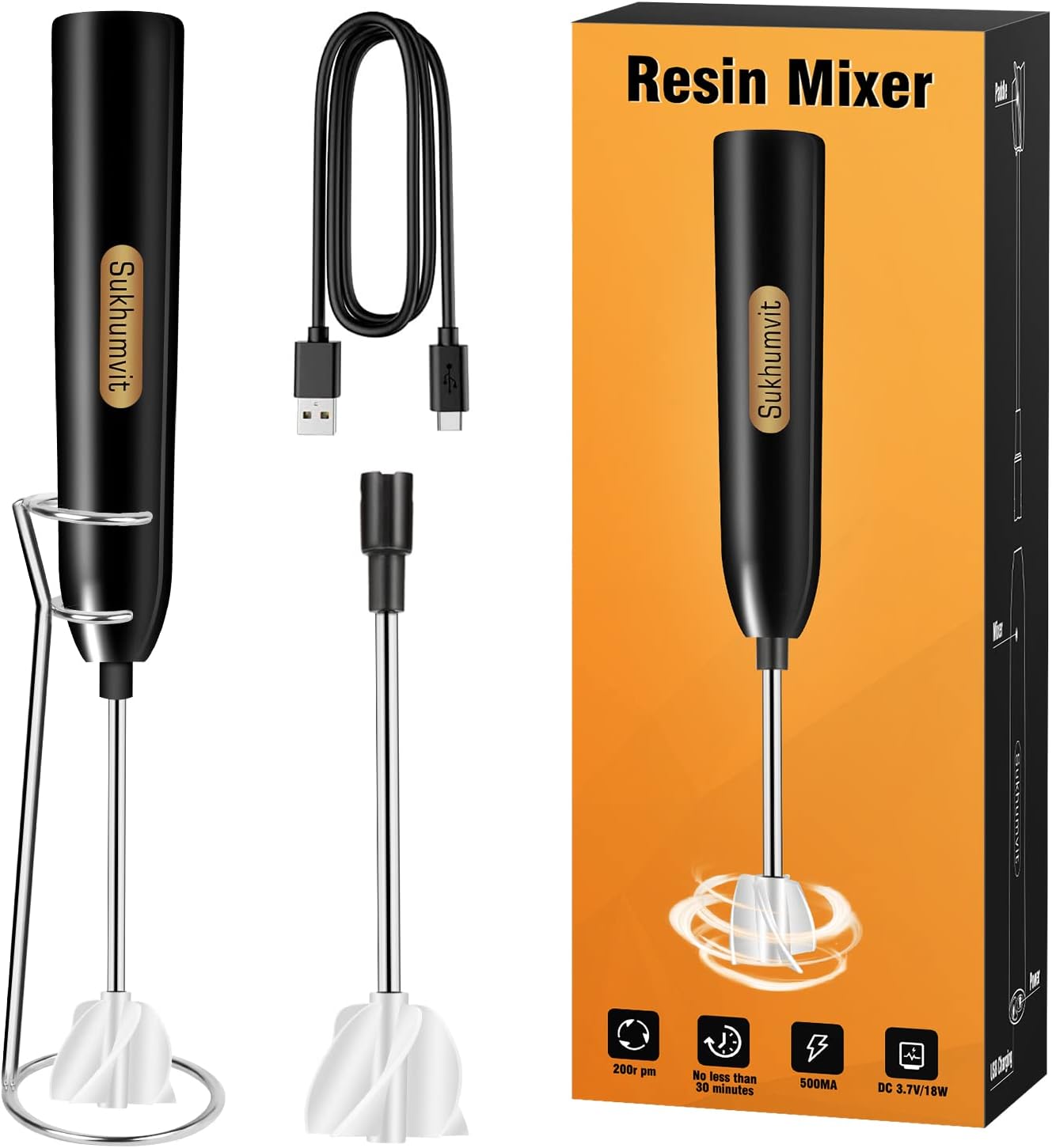 Amazon.com: Resin Mixer, Handheld Rechargeable Resin Mixer Epoxy Mixer ...