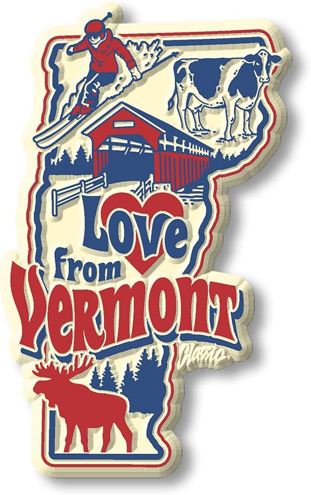 Amazon.com: Vermont Colorful State Magnet by Classic Magnets, 2.4" x 4 ...