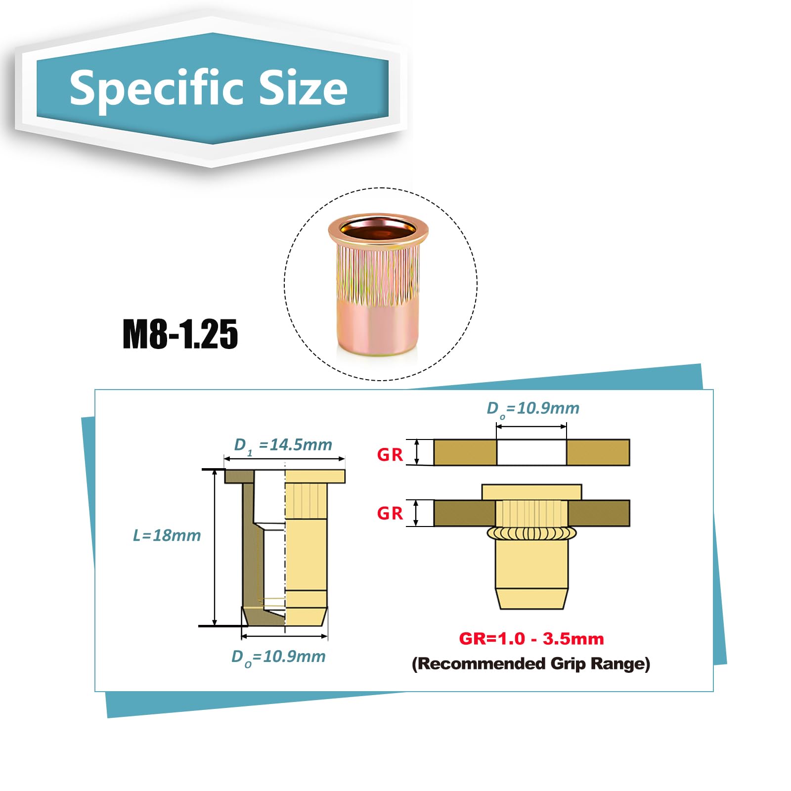 Snapklik.com : M8 Rivet Nuts 70Pcs,Carbon Steel Galvanized Rivnuts ...
