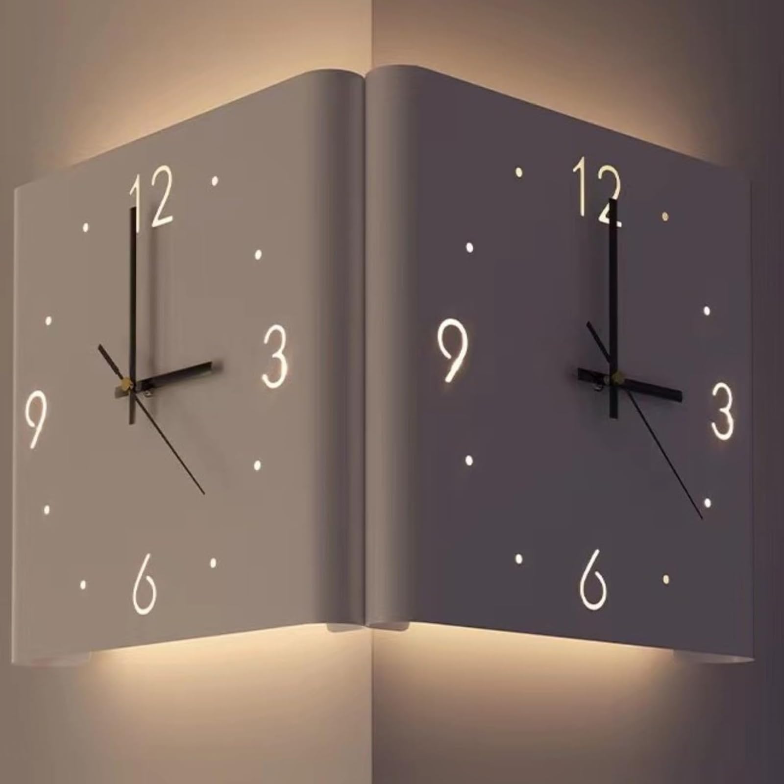 GIRGBE Reloj de pared de esquina de doble cara, reloj de esquina, reloj de pared plegable de ...