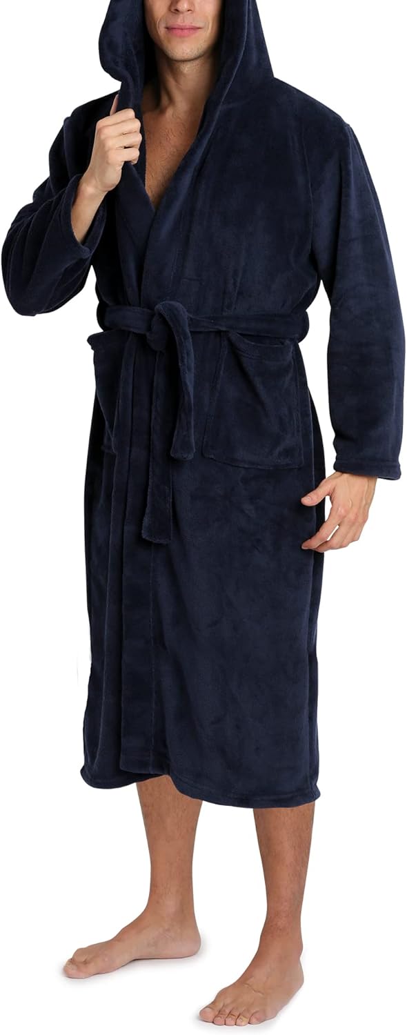 Pembrook Hooded Robes for Men with Pockets - Fleece Men's Bathrobes ...