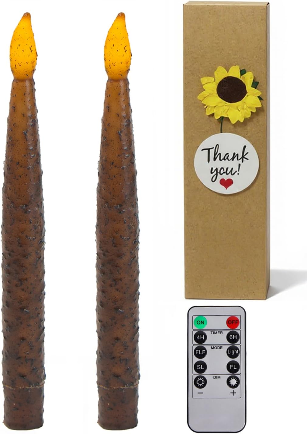 Amazon.com: Glflickerow 2Pcs 8inch Primiive Candle Battery Operated ...
