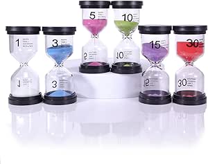 Sand Timer 6 Colors Hourglass Sand Timers, 1/3/5/10/15/30 Minutes ...