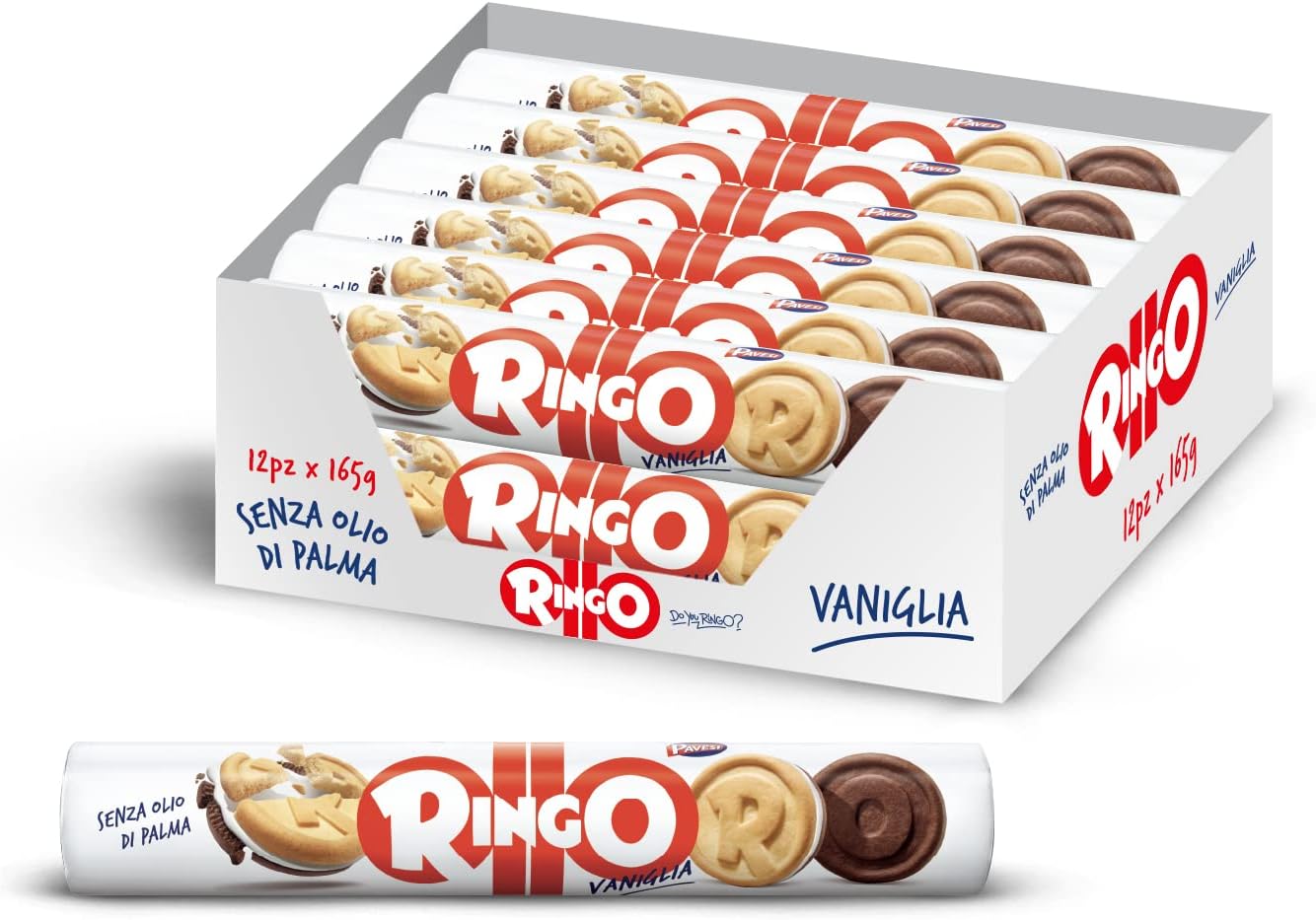 Pavesi Snack Ringo Vaniglia, 12 Pack da 165 g, Biscotti Farciti con ...