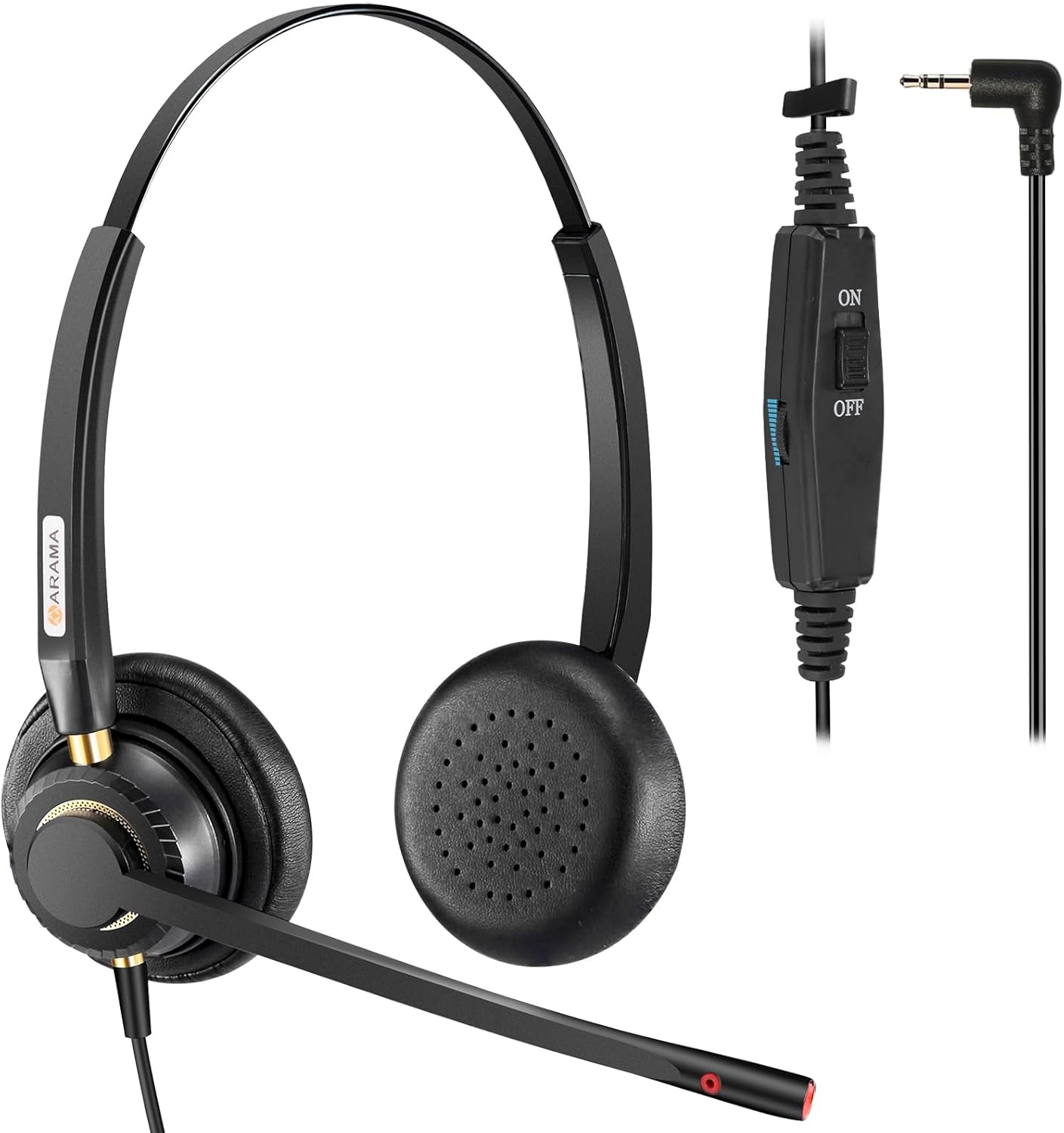 Amazon.com: Phone Headset 2.5mm with Noise Canceling Microphone & Mute ...