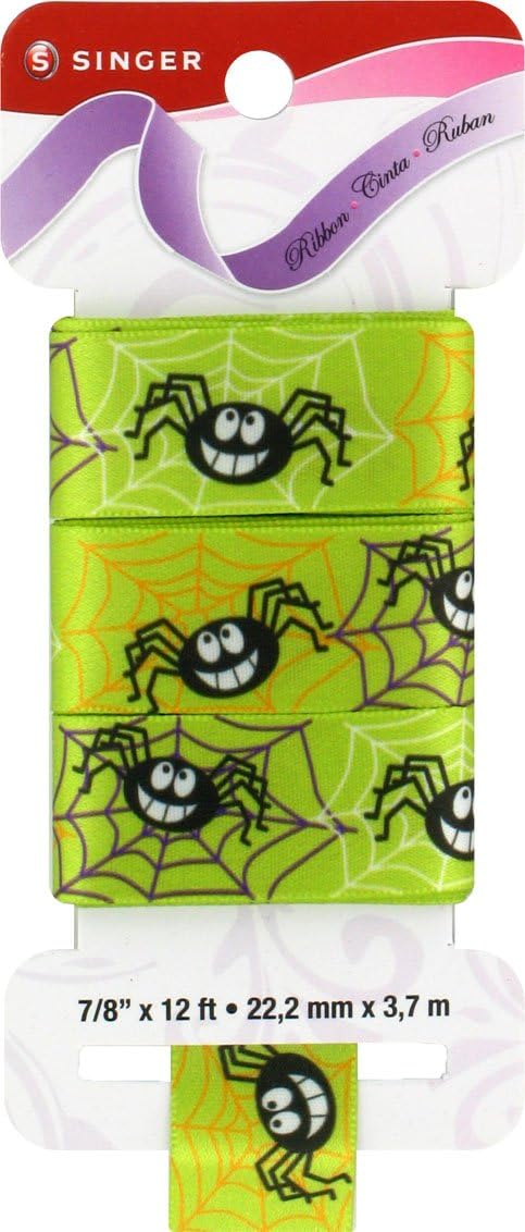 Amazon.com: SINGER Satin Ribbon, 7/8-Inch by 12-Feet, Spiders Print ...