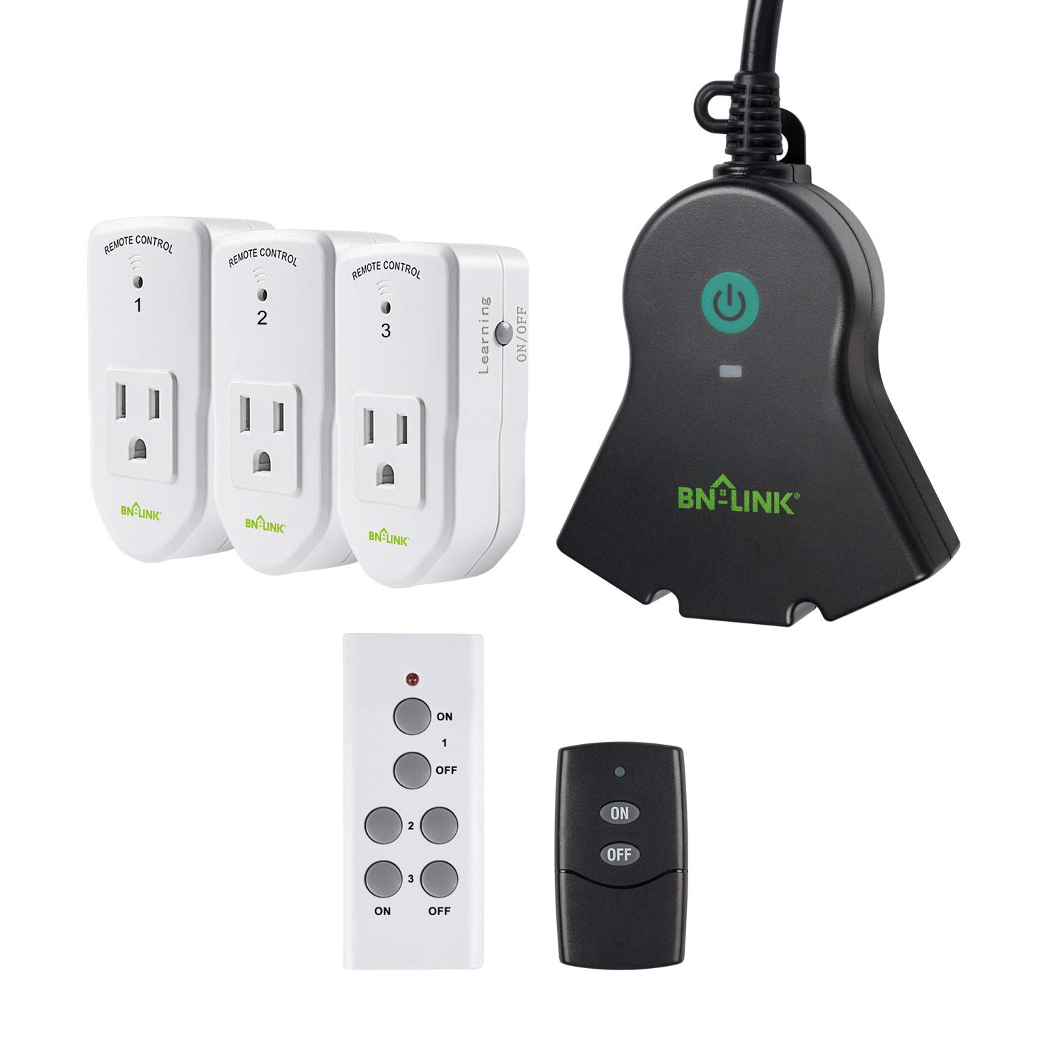 BN-LINK Wireless Remote Control Electrical Outlet Switch Indoor 3 Pack ...