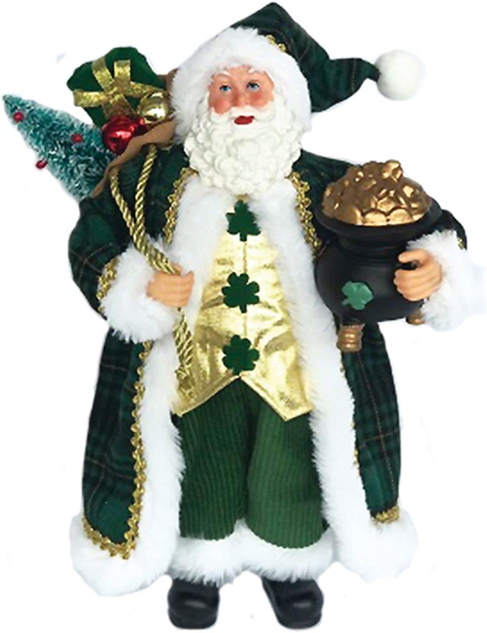 Amazon.com: 12" Irish Santa Claus with Bag of Toys and Pot of Gold ...