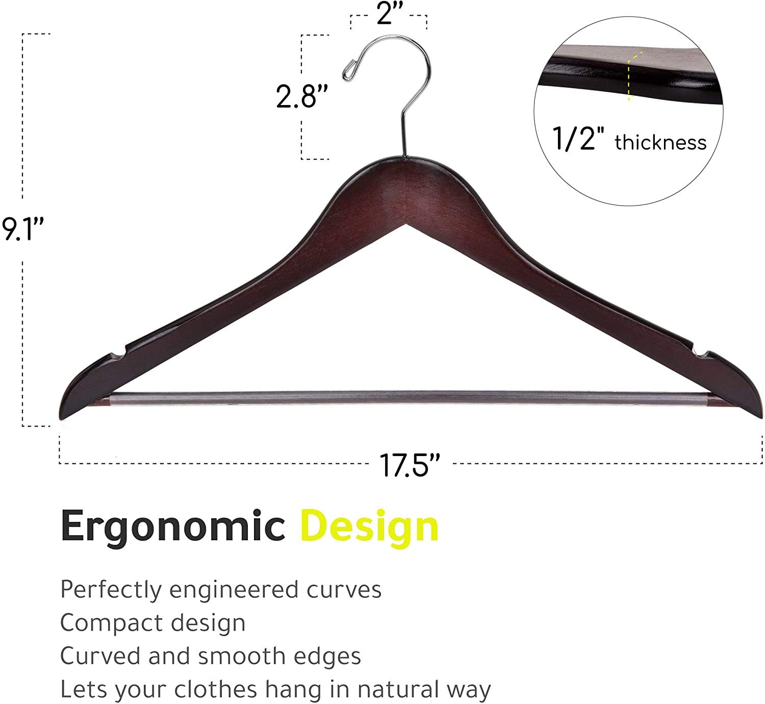 Snapklik.com : 90 Quality Wooden Hangers - Slightly Curved Mahogany ...