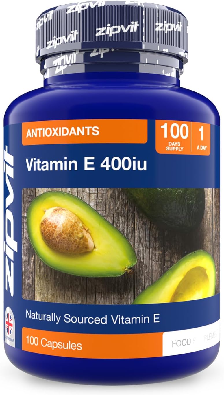 Zipvit Vitamin E Capsules 400IU, Natural D-Alpha Tocopherol, Supports ...