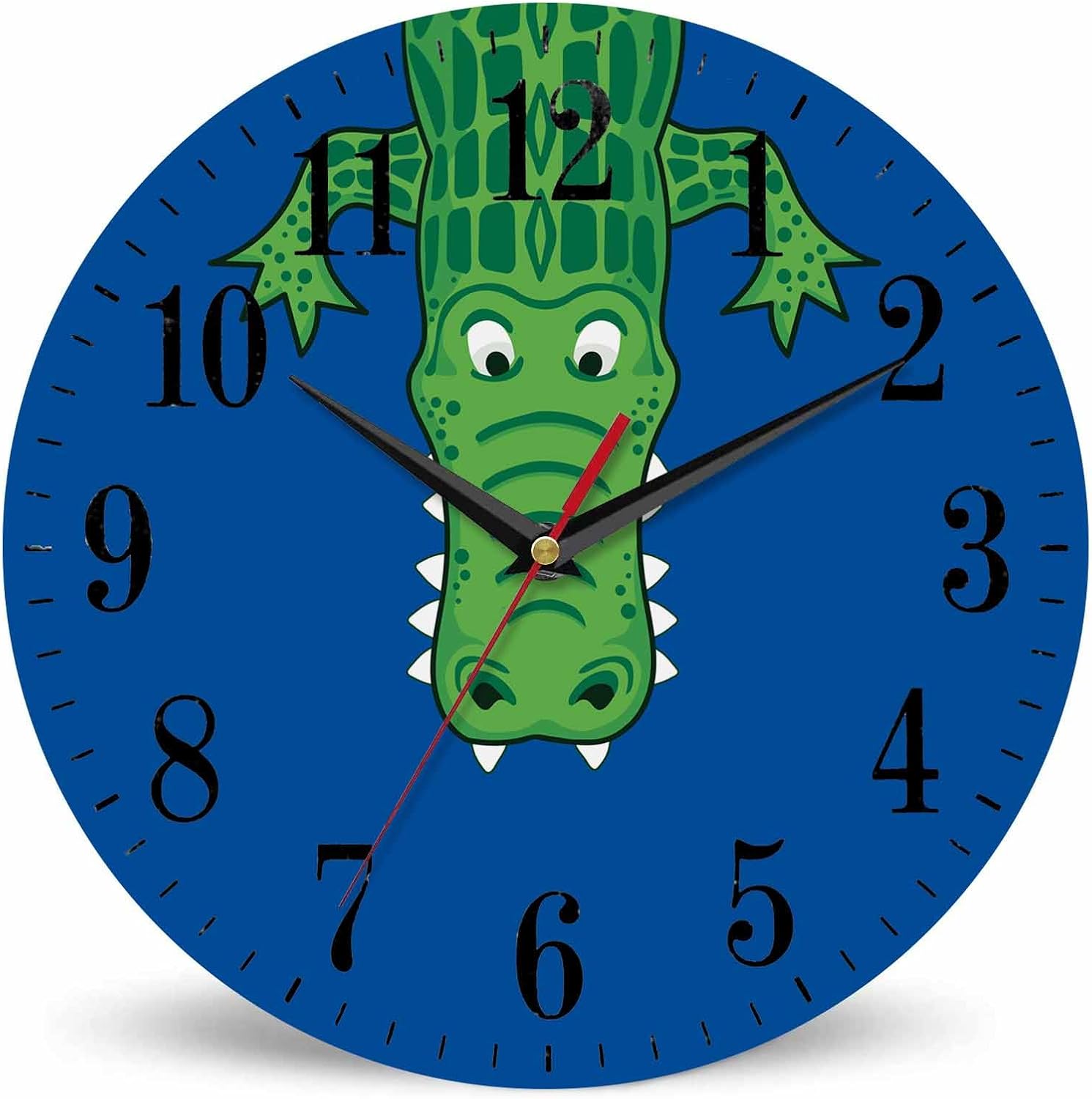 Amazon.com: Mxocom Alligator Wall Clock Green Cartoon Crocodile with ...