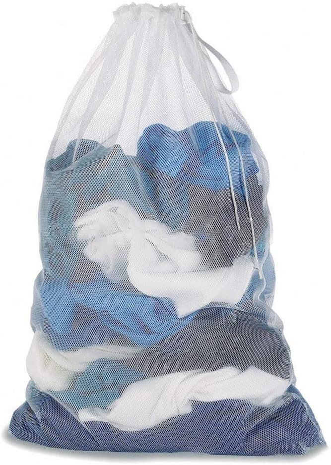 kuou Mesh Laundry Wash Bag, White Wash Bag Drawstring Washing Machine ...