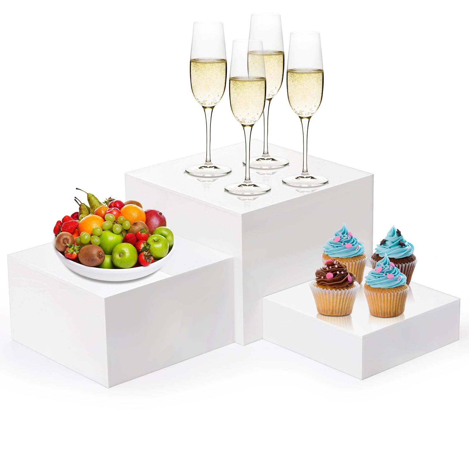 Amazon.com: Hacaroa Set of 3 Acrylic Cube Riser Hollow Bottom, Glossy ...