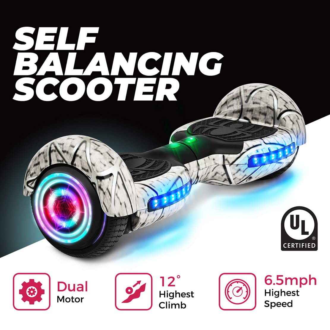 Hoverboard para niños con Bluetooth y luces LED de col...B09HTTTDBJ ...