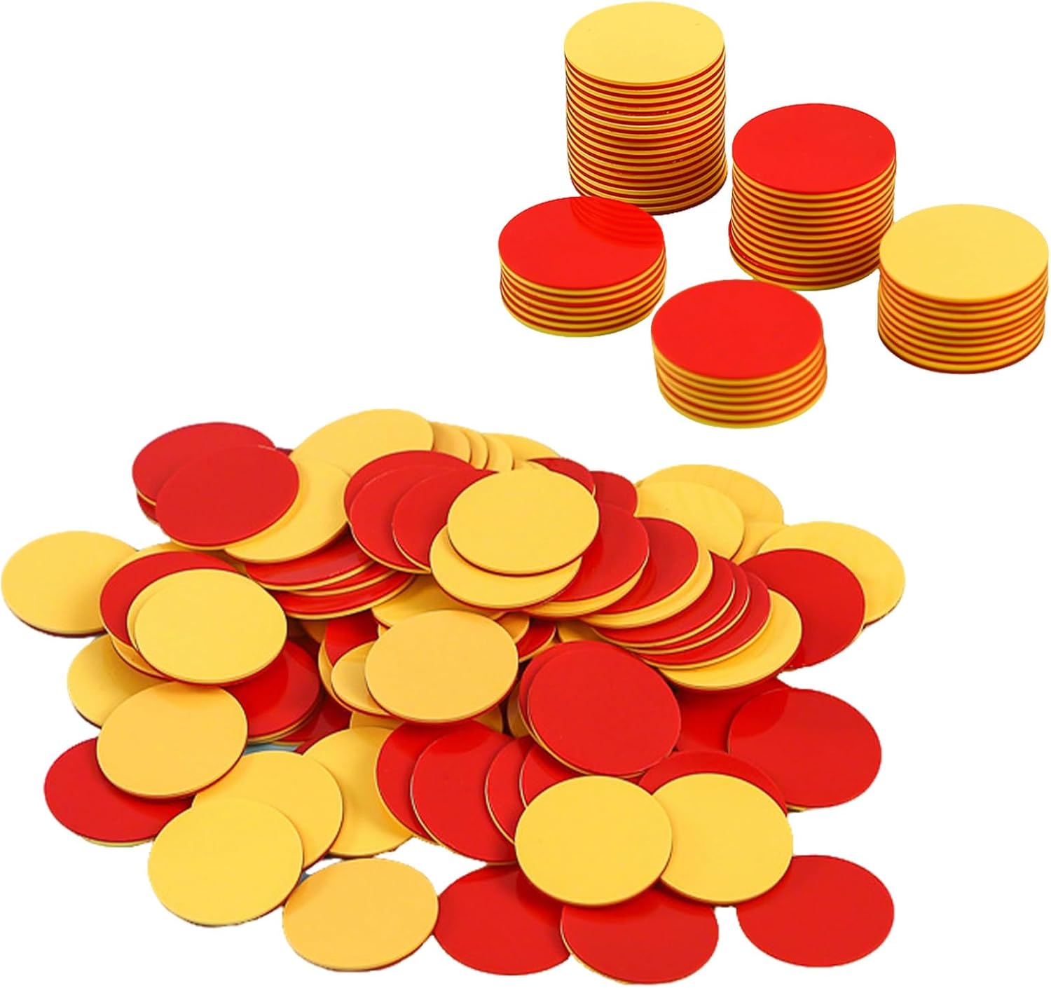 100 Pcs Two Color Counting Counters, Red and Yellow Plastic Math ...