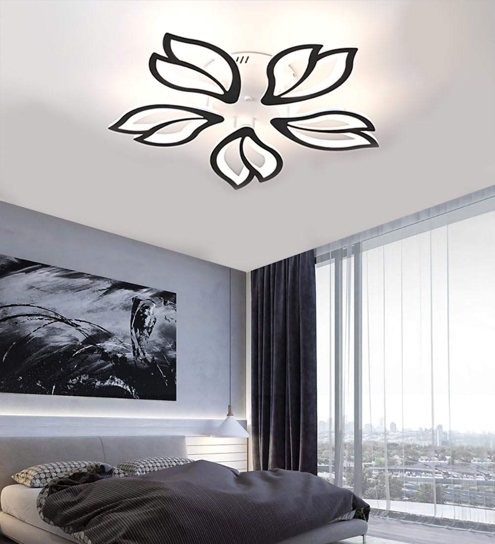 Led Modern Ceiling Light Flush Mount Black 5-Leaf Lights Ceiling Lamp ...