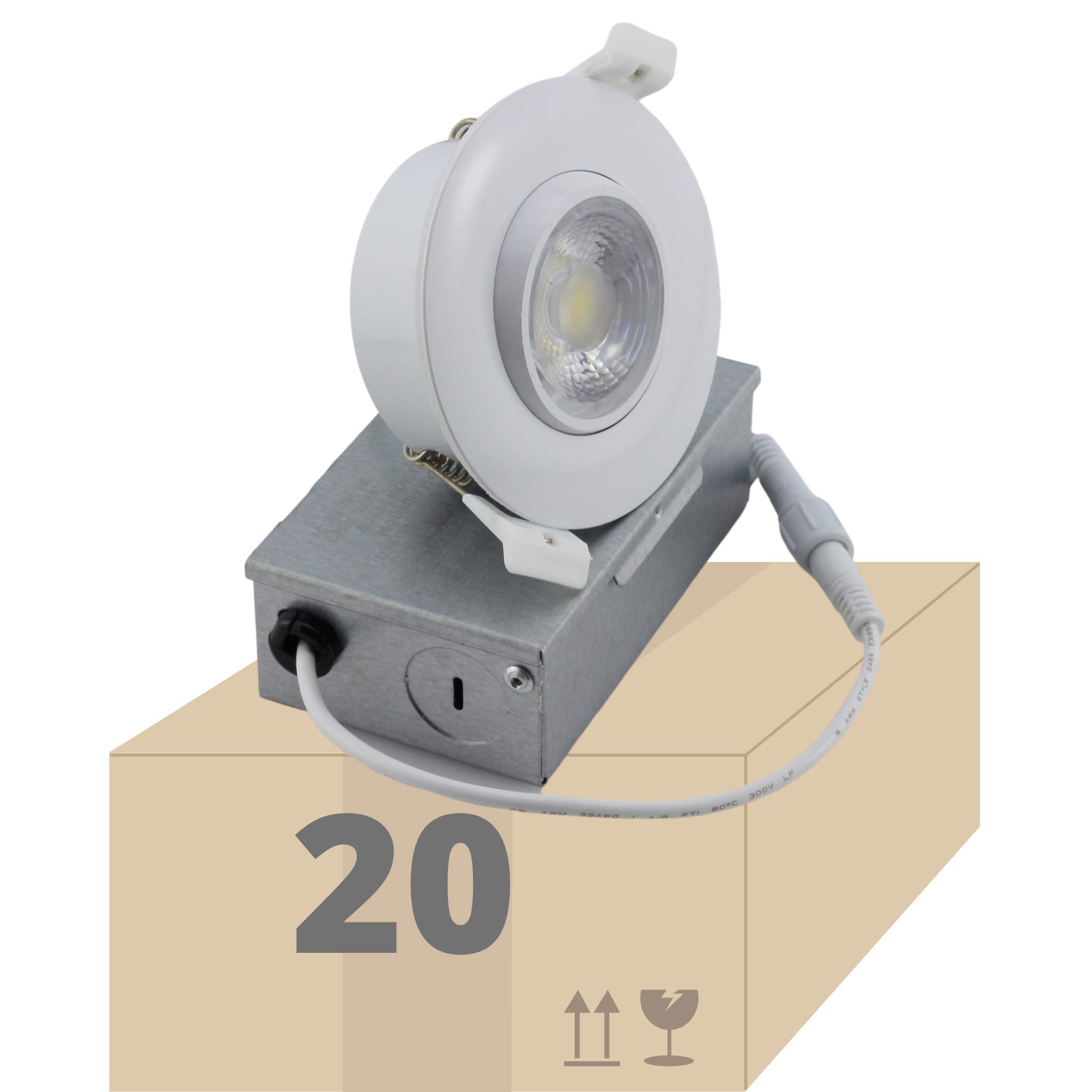 Buy LeVanier 20-Pack LED 3-Inch Gimbal Recessed Light 360° Rotation 8W ...