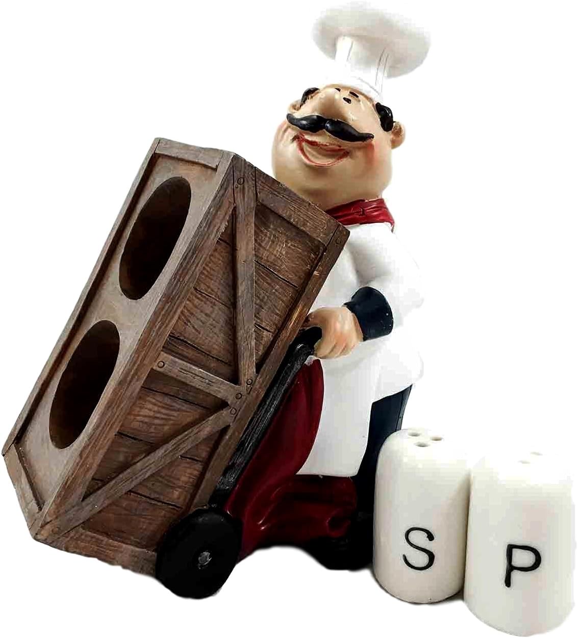 Amazon.com: Chef Mario Pushing Cart with Wood Food Crates Salt Pepper ...