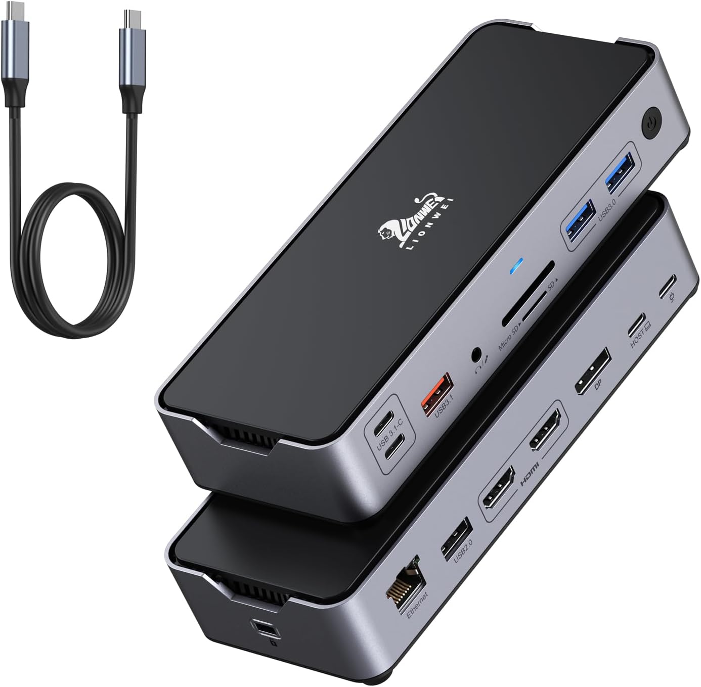 USB C Docking Station 2 HDMI DP 8K Display 15 IN 1 Dual Monitor Dock ...