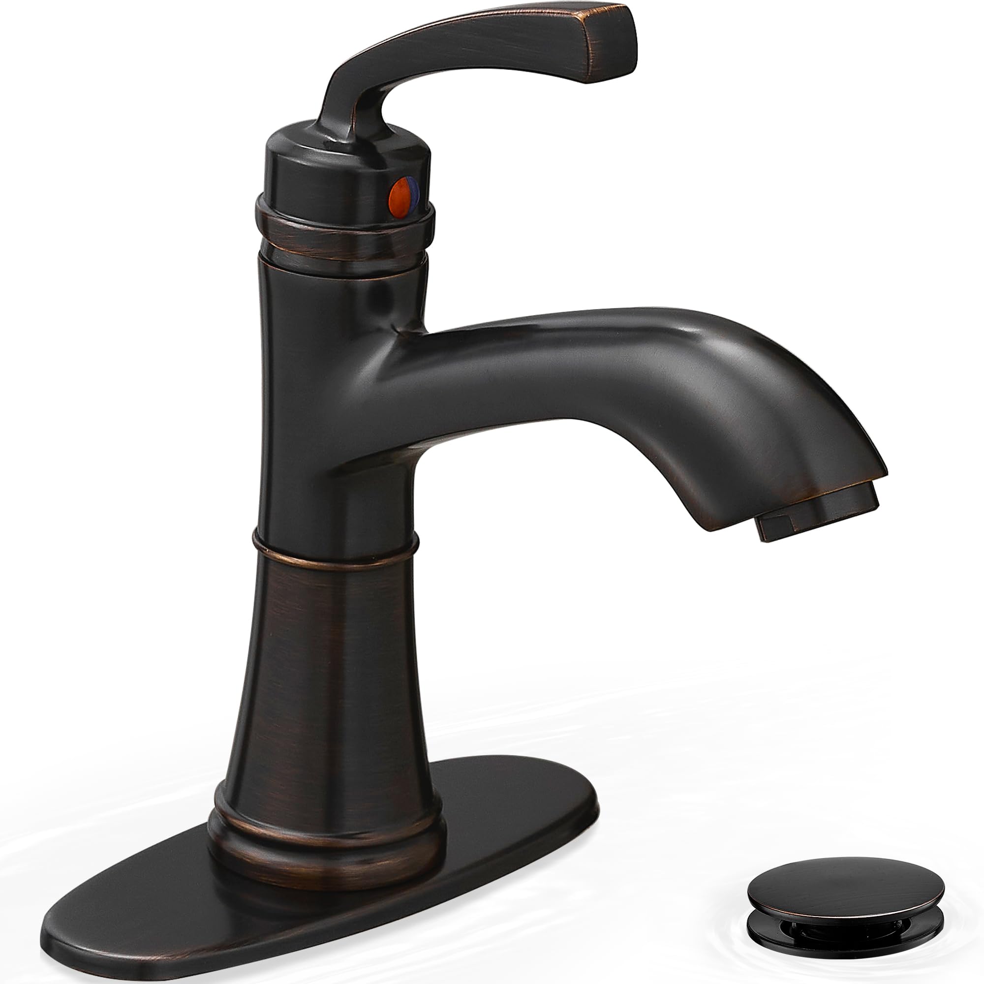 HEYMYTAP Brass One Hole Bathroom Faucet, 4 Inch Oil Rubbed Bronze ...