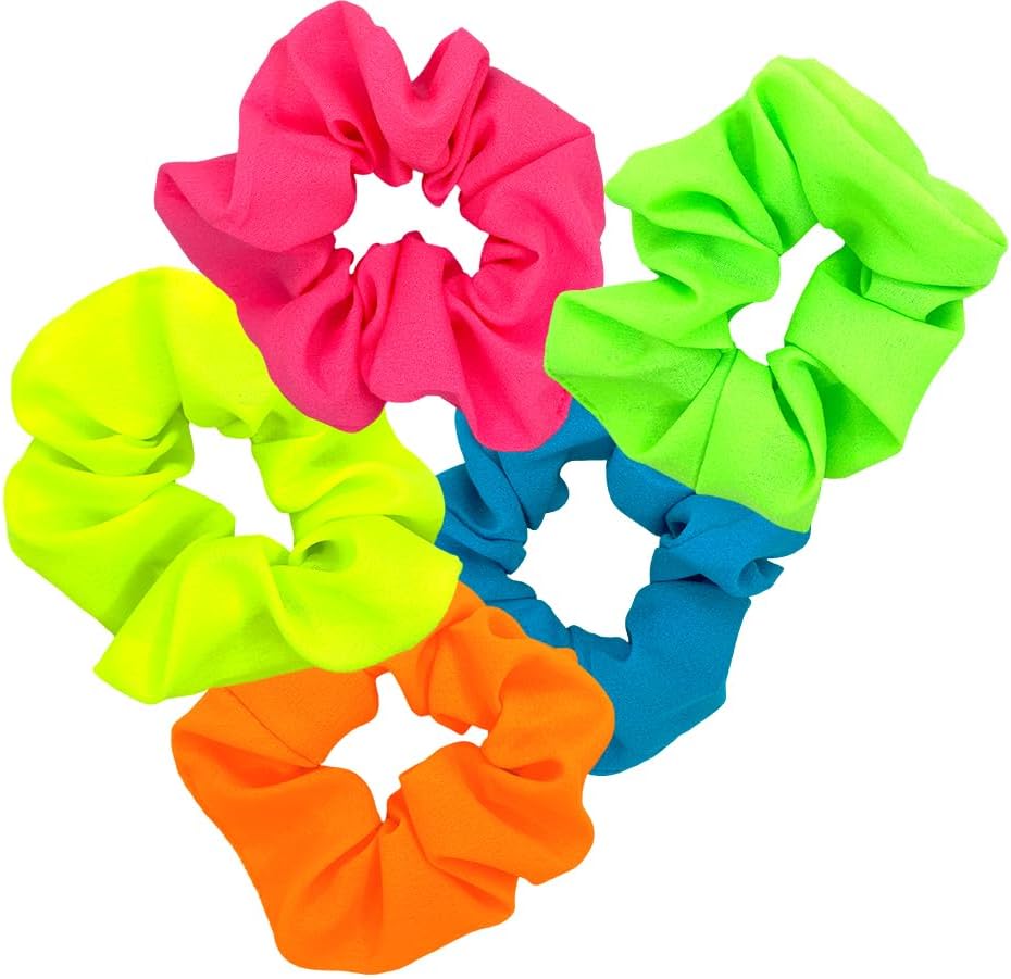 Amazon.com : 4Pcs Neon Scrunchies for Hair 80s,Neon Hair Accessories ...