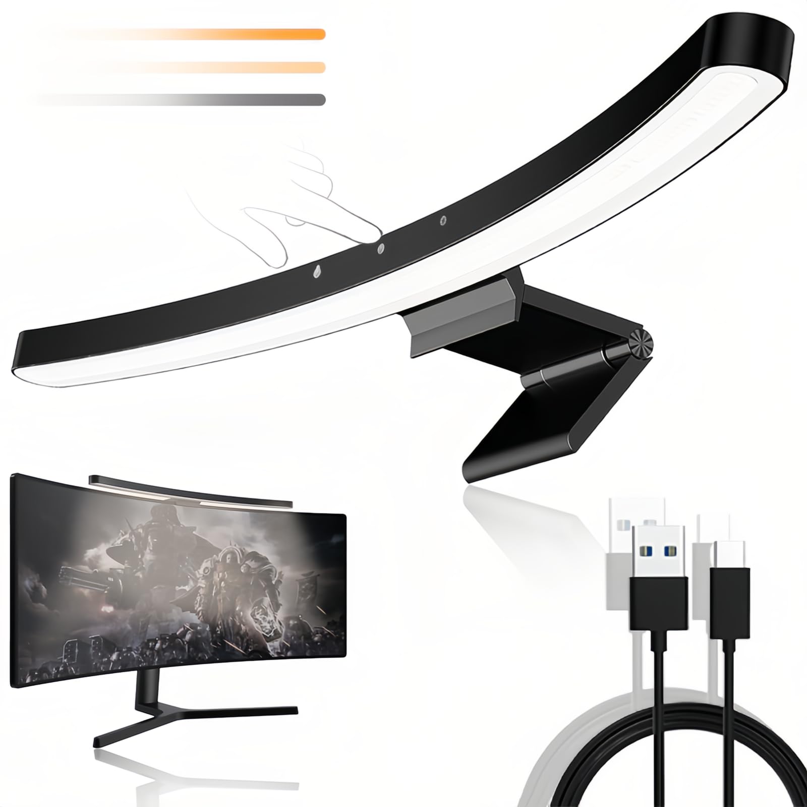 Cuifati Computer-Lampe, 5V 1A Gebogene Bildschirm-Licht Leiste für ...