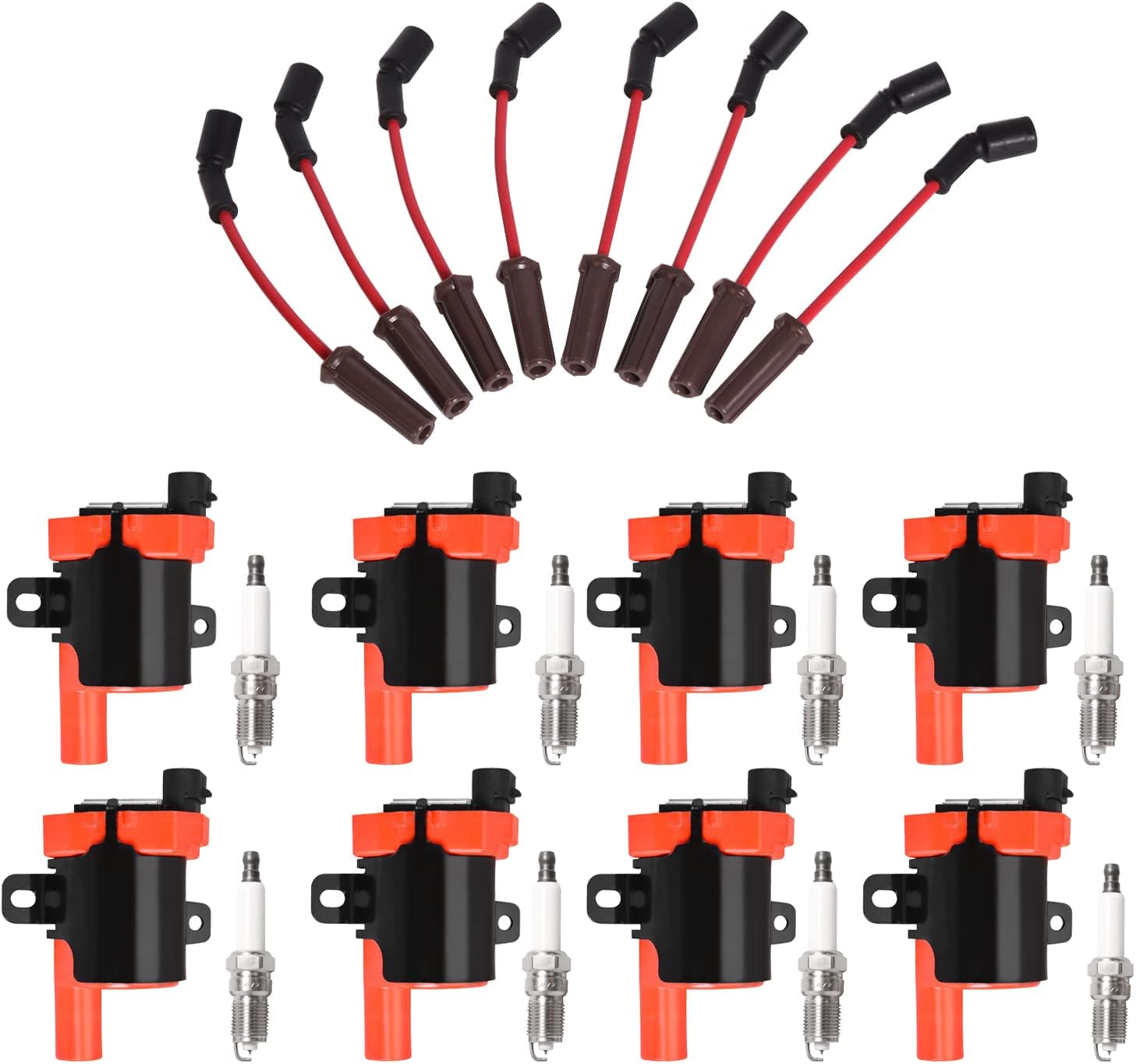 Amazon.com: ENA Pack 8 Round Blue Ignition Coil 8 Platinum Spark Plug 8 ...