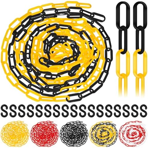 Glarks 21pcs 5M (16 Feet) x 6mm Plastic Chain Barrier with S Hooks ...