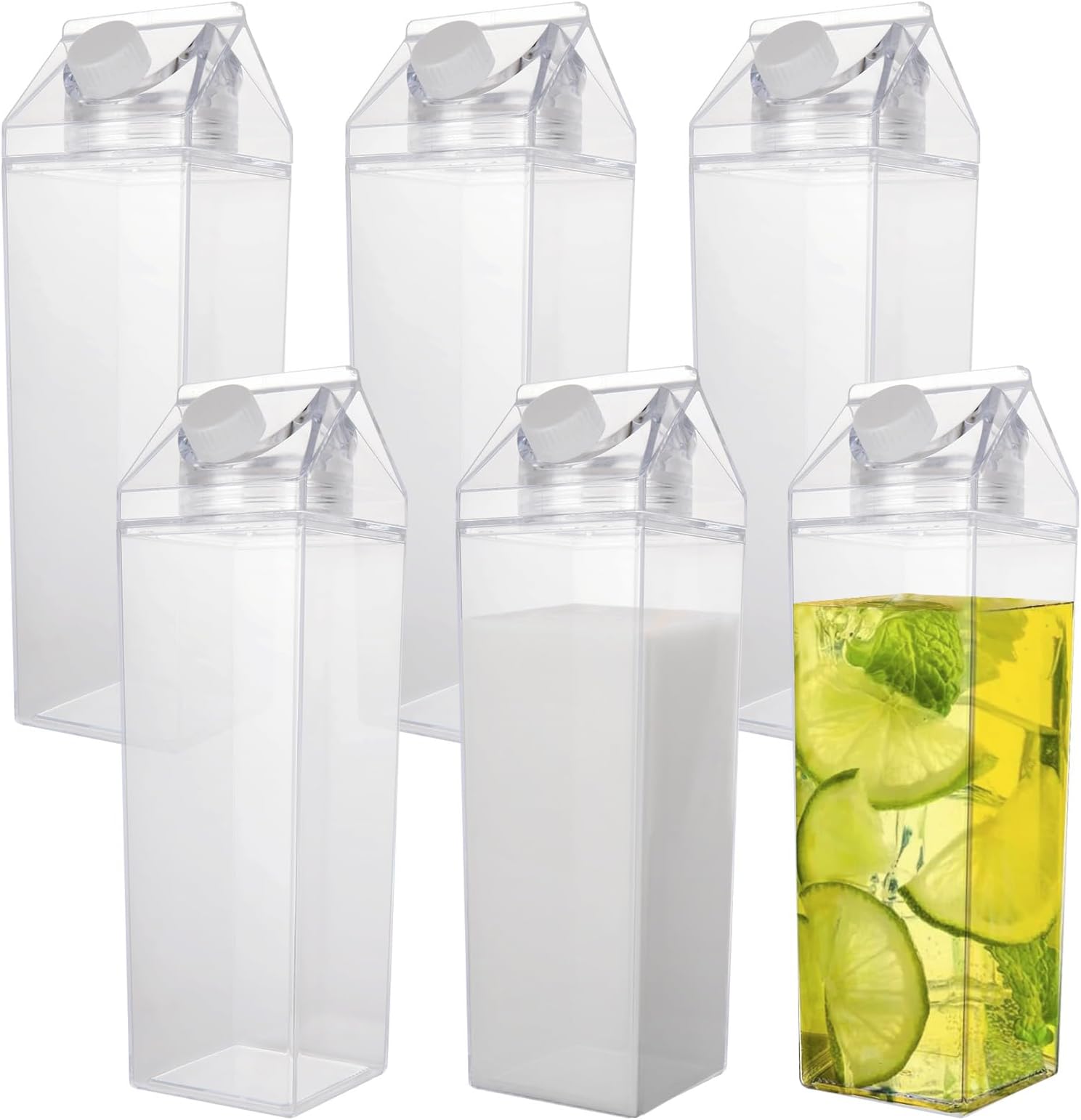 Amazon.com: ABuff 1000 ml/ 34 Oz Milk Carton Water Bottle 6 Pack Clear ...