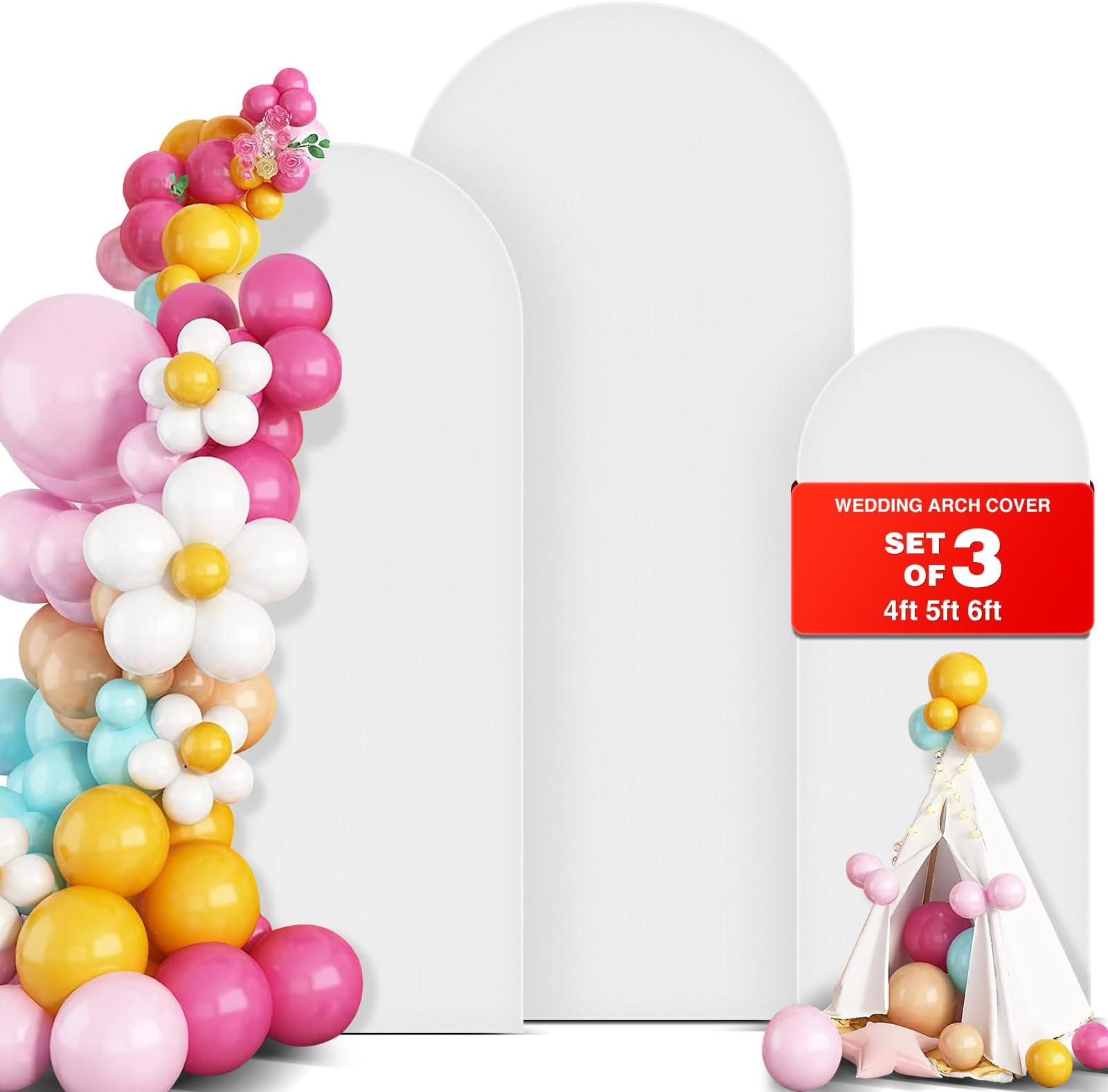 Amazon.com : Wokceer Set of 3 Wedding Arch Cover Spandex Fitted Wedding Arch Stand Covers for ...