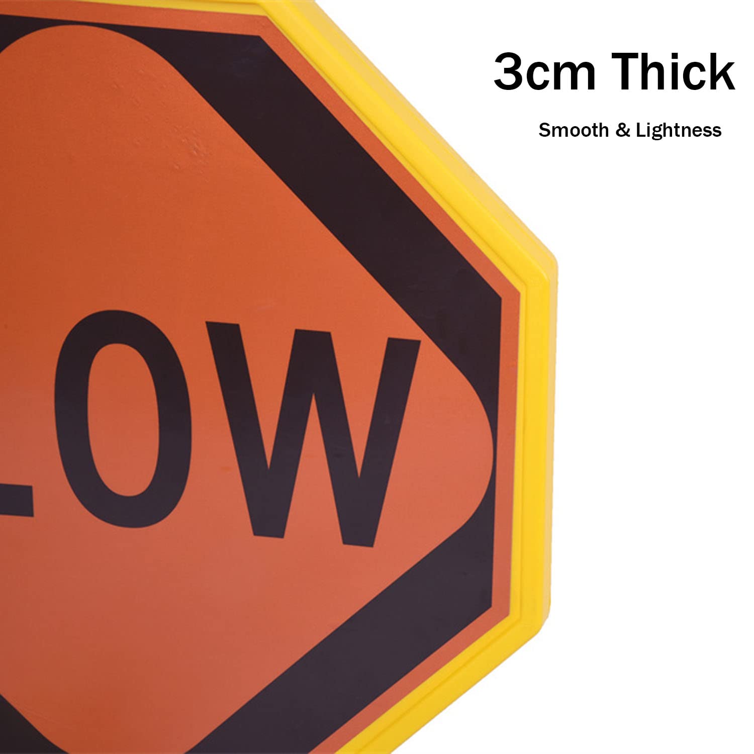 Large 25" Plastic Handle Stop Sign 1Pack Yellow STOP SLOW Sign Double ...