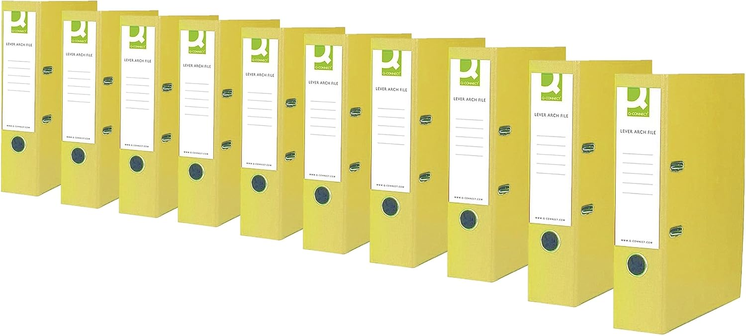 Q-Connect 70mm Lever Arch File Polypropylene Foolscap Yellow (Pack of ...