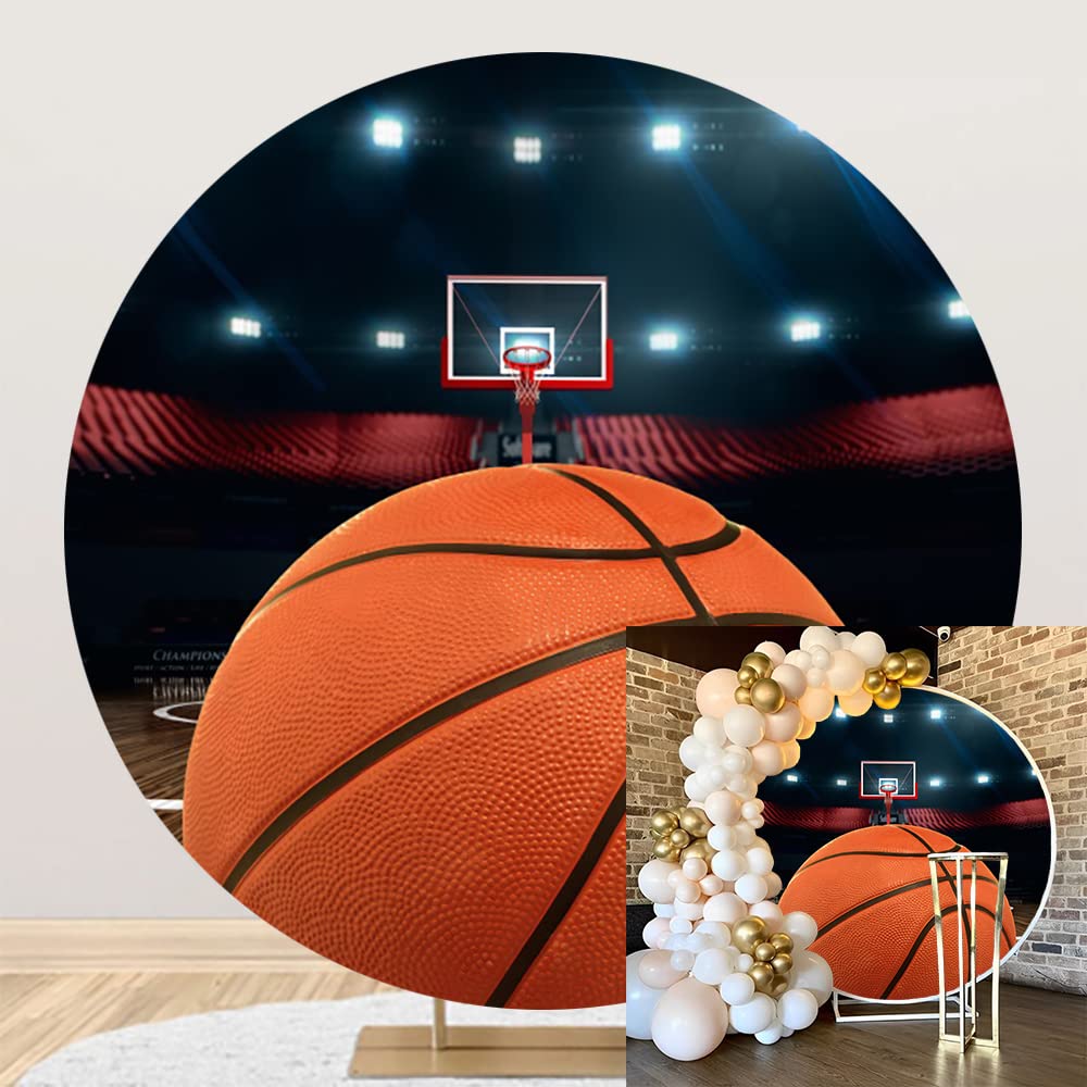 Amazon.com : DORCEV 6.5x6.5ft Basketball Court Round Backdrop Cover ...