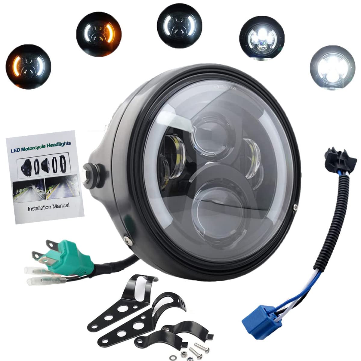 7inch Round Led Motorcycle Headlight With Housing Bucket For Harley ...