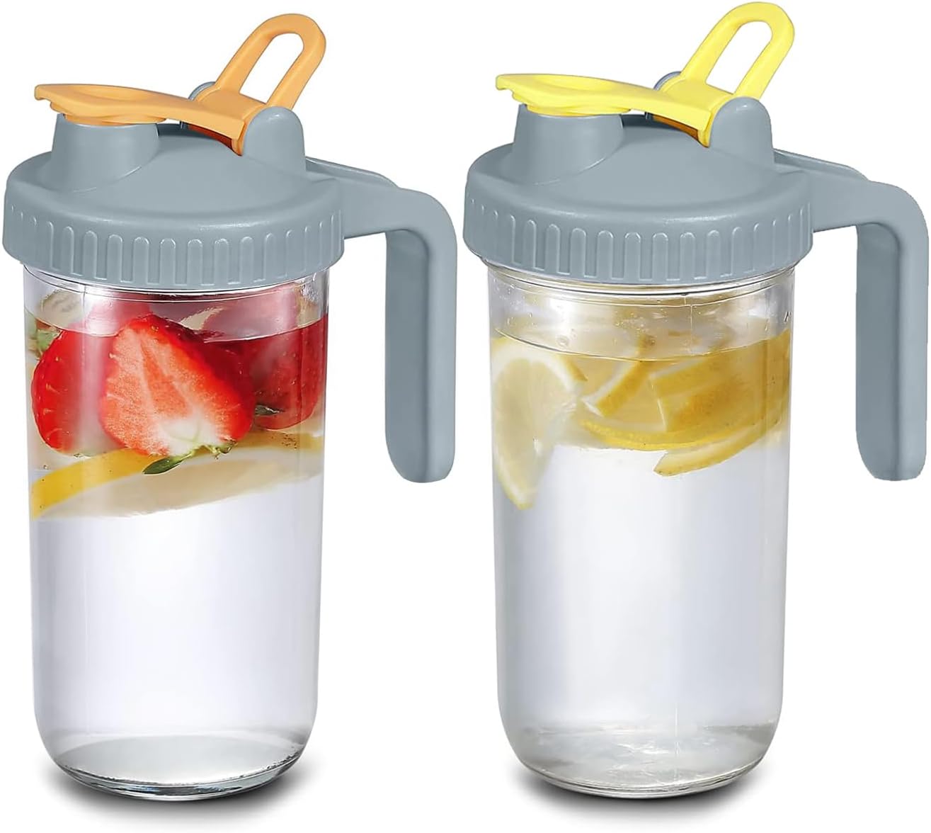 Amazon.com: 2 Pack Wide Mouth Mason Jar Flip Cap Lids with Handle, Airtightand Leak-Proof Seal ...