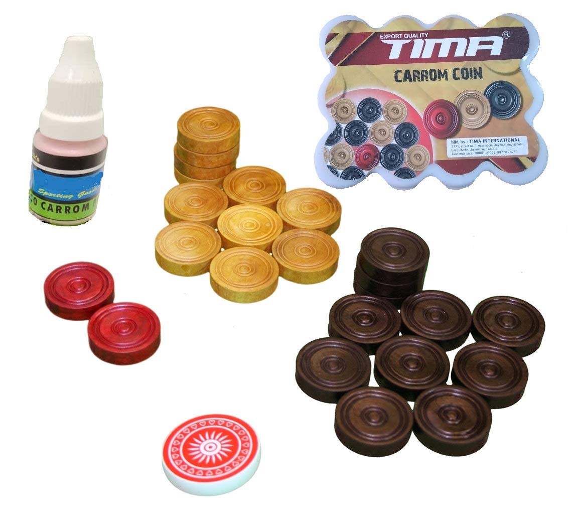 Buy Tima Carrom Coins Set (24 Carom Coins with 1 Striker & 1 Powder ...