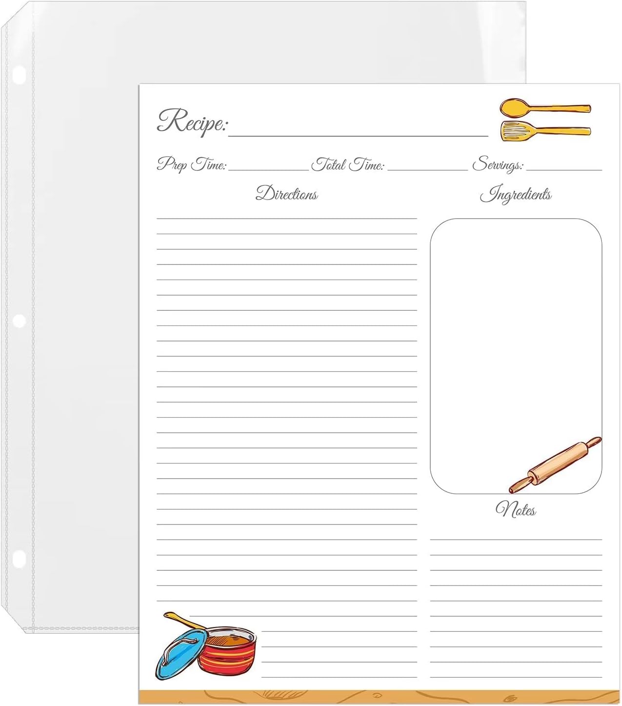 Amazon.com: Lubudingjoy Premium Recipe Paper for 8.5" x 11" Recipe ...