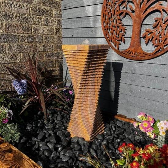 Sandstone Twist 60cm Natural Stone Water Feature On Solar With Water ...