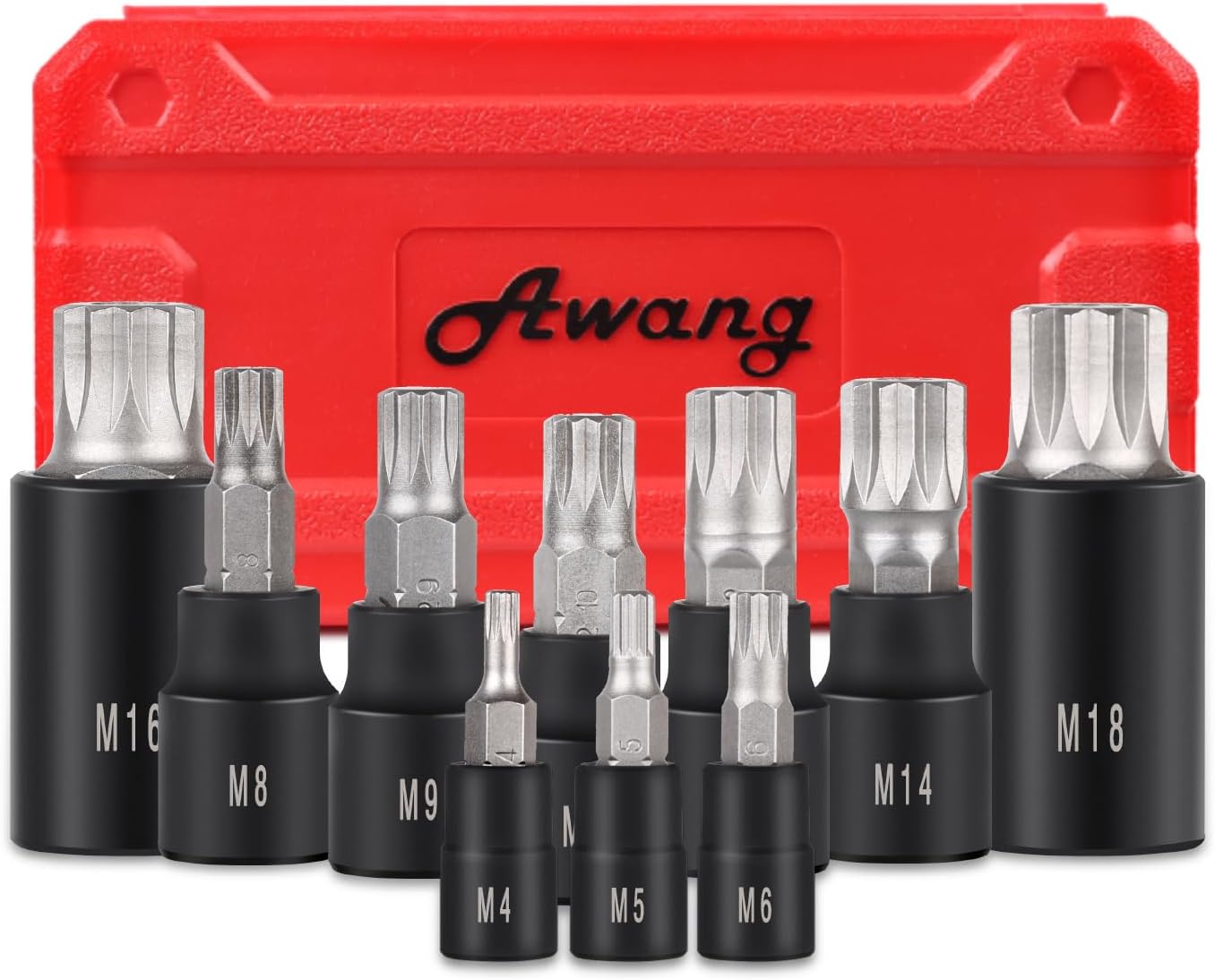 TECPO Steckschlüssel 1/2 Zoll Set, 10-teilig Vielzahn Nuss Satz XZN Innenvielzahn Bit Nüsse ...