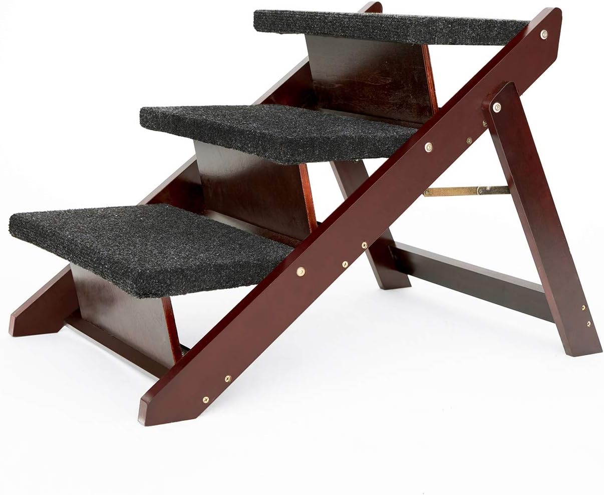 Amazon.com : Pet Studio Pine Frame Dog RampSteps, 2 Step,Brown : Dog ...